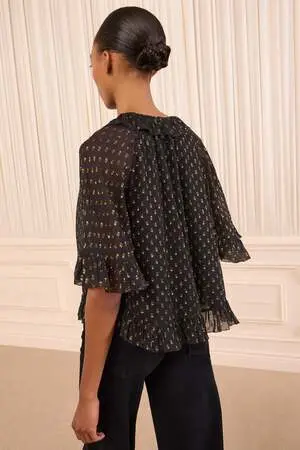 Ulla Johnson Minna Short Sleeve Silk Blouse