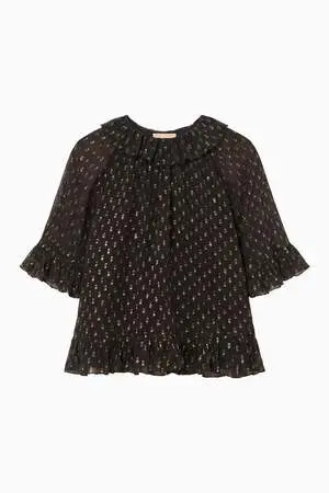 Ulla Johnson Minna Short Sleeve Silk Blouse