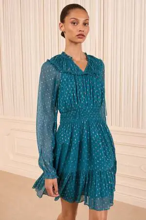 Ulla Johnson Ava Long Sleeve Silk Mini Dress