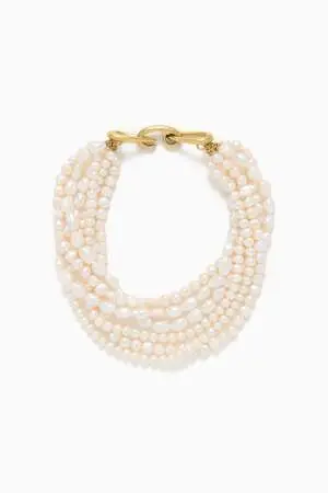 Ulla Johnson Multistrand Choker With Freshwater Cultured Pearls - Pearl