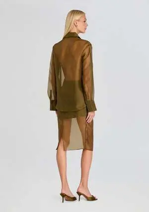 SEROYA Elda Silk Midi Skirt