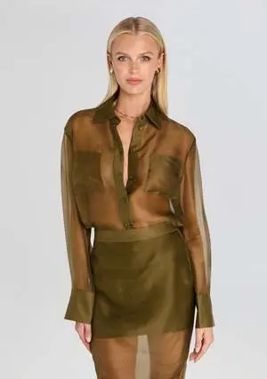 SEROYA Estella Silk Top - Olivewood