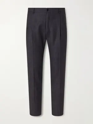 Dolce & Gabbana Straight-leg Pleated Pinstriped Virgin Wool Trousers - Gray