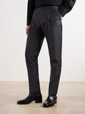 Dolce & Gabbana Straight-leg Pleated Pinstriped Virgin Wool Trousers