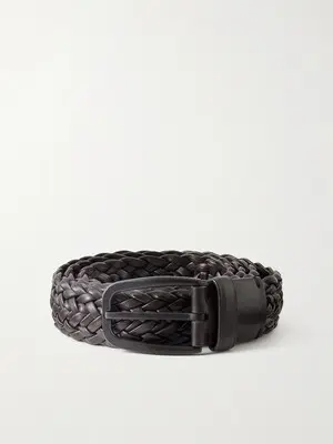 Zegna 3.2cm Braided Leather Belt - Brown