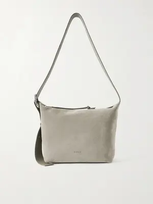 Loewe Loop Medium Logo-debossed Suede Messenger Bag - Gray