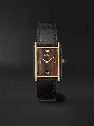 STEPHANIE WINDSOR Cartier Vintage 1970s Must De Cartier Tank Palissandre De Rio Stainless Steel And Rosewood Watch - Brown