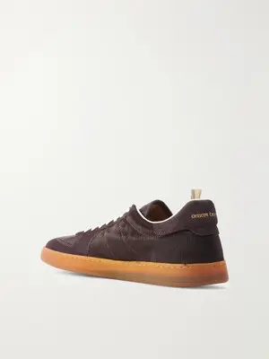 Officine Creative Suede-trimmed Calf Hair Sneakers - Burgundy