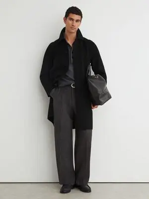 REISS Mccullough Wool-blend Single-breasted Raglan Overcoat - Black