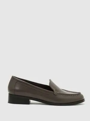 REISS Renee Leather Apron-toe Loafers