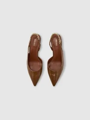 REISS Lucia Patent-leather Chain-slingback Heels