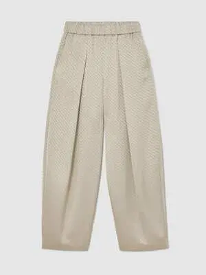REISS Dia Jacquard Pleated Tapered Trousers
