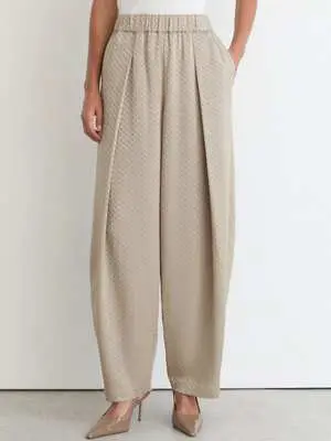 REISS Dia Jacquard Pleated Tapered Trousers
