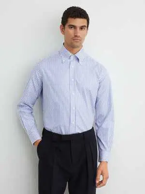 REISS Dart Cotton Striped Button-down Shirt Regular-fit