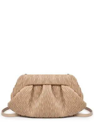 THEMOIRE Bios" Twisted Clutch In Apple Leather - Beige