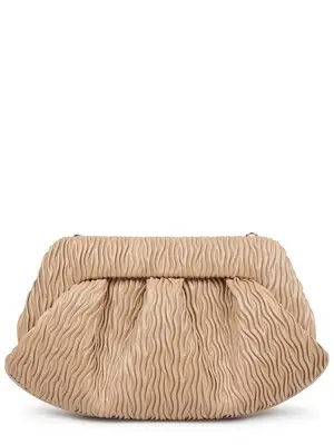THEMOIRE Bios" Twisted Clutch In Apple Leather - Beige