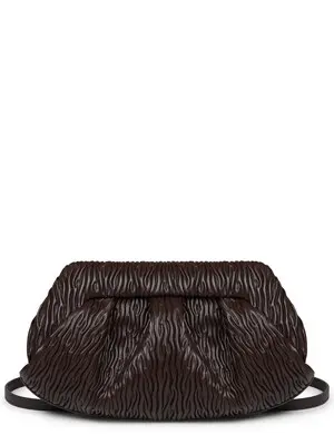 THEMOIRE Clutch "bios" In Fibra Di Mela Arricciata Brown