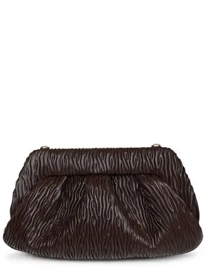 THEMOIRE Clutch "bios" In Fibra Di Mela Arricciata - Brown