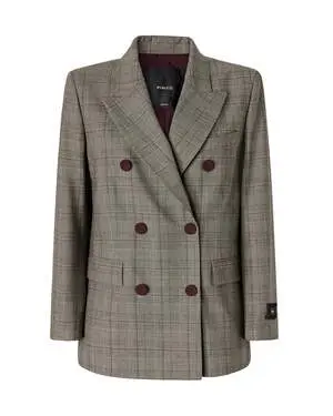 Pinko Double-breasted Plaid Blazer