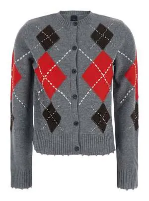 Pinko PINKO Argyle Knit Cardigan Grigio/marrone