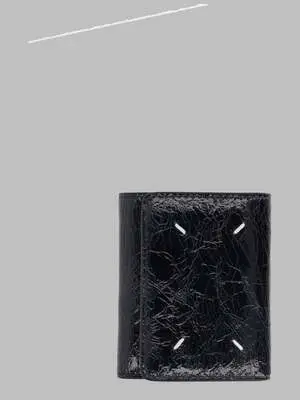 MAISON MARGIELA Crinkled Leather Card Holder Wallet - Blue