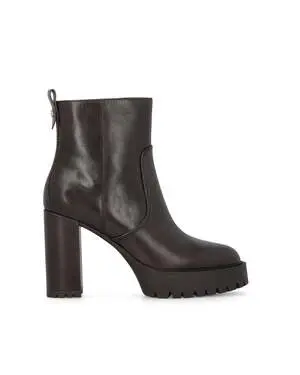 Pinko Leather Platform Ankle Boots With High Chunky Heel