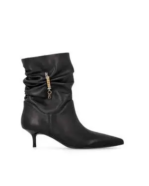 Pinko Ruched Pointed-toe Kitten Heel Ankle Boots
