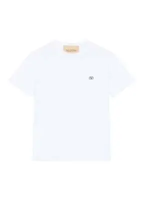 Valentino Garavani Vlogo Embroidered 100% Cotton Crewneck T-shirt - White