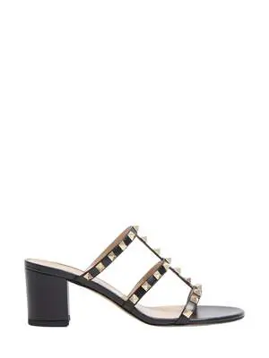 Valentino Garavani Rockstud Block Heel Sandals - Black