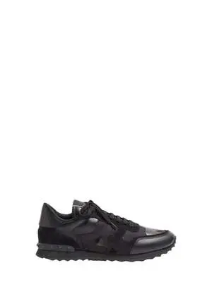 Valentino Garavani Rockrunner Mesh Sneaker With Rockstud Leather Inserts