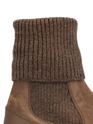 TOD'S Leather Knitted Chelsea Boots - Brown
