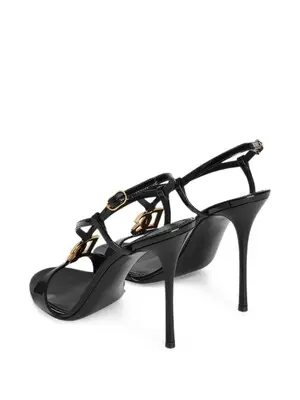 Dolce & Gabbana Patent Leather High Heel Sandals With Dg Logo Detailing