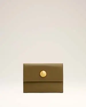 AMI Paris Leather Carrousel Folded Card Holder Green - Khaki
