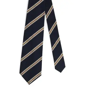 Dunhill Silk Grenadine Stripe Tie - Beige