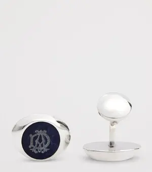 Dunhill Rhodium-plated Silver And Sodalite Ad Cypher Cufflinks