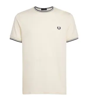 Fred Perry Cotton Twin Tipped T-shirt Ivory