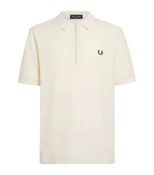 Fred Perry Cotton Crepe Piqué Polo Shirt - Ivory