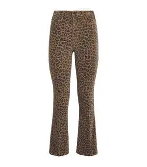 MOTHER Cheetah Print The Hustler Flood Flared Jeans