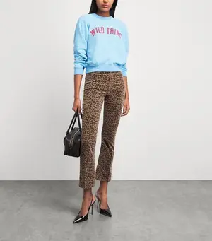 MOTHER Cheetah Print The Hustler Flood Flared Jeans