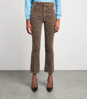 MOTHER Cheetah Print The Hustler Flood Flared Jeans