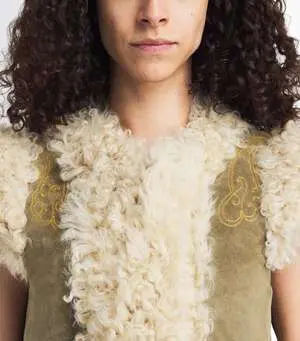 Etro Shearling Embroidered Gilet