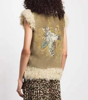 Etro Shearling Embroidered Gilet