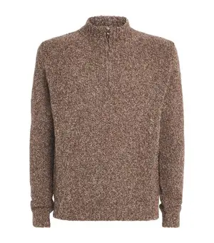 MAURIZIO BALDASSARI Cashmere-silk Bouclé Quarter-zip Sweater