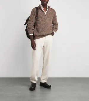 MAURIZIO BALDASSARI Cashmere-silk Bouclé Quarter-zip Sweater
