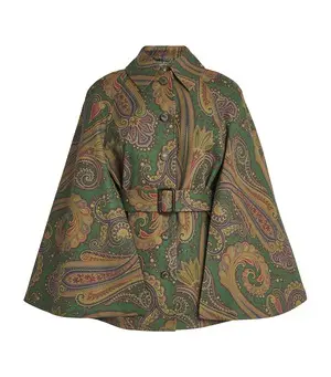 Etro Cotton Gabardine Paisley Cape Jacket