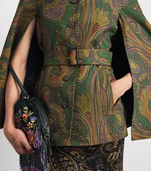 Etro Cotton Gabardine Paisley Cape Jacket