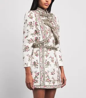 Alice + Olivia Embellished Floral Brocade Cropped Jacket