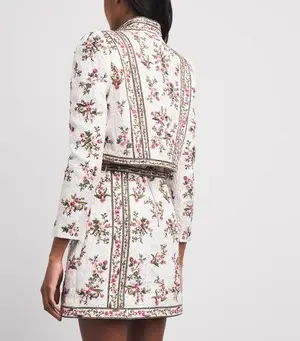 Alice + Olivia Embellished Floral Brocade Cropped Jacket