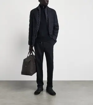 Herno Silk-cashmere Quilted Hybrid Jacket - Navy