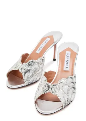 AQUAZZURA Ce Soir 75 Metallic Leather Mules